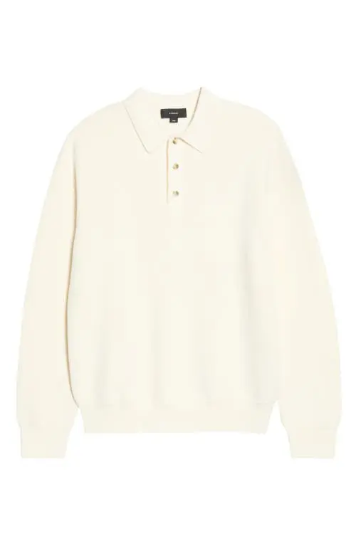 Vince Heirloom Shaker Long Sleeve Polo Sweater - Bone
