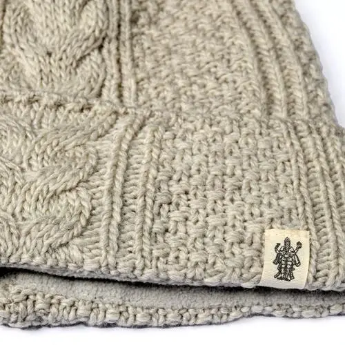 NIRVANNA DESIGNS Marled Cable Knit Beanie - Linen