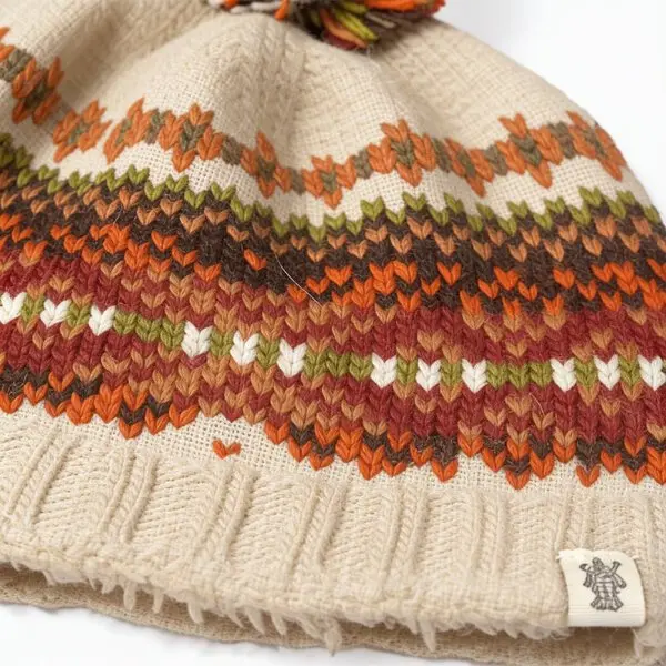 NIRVANNA DESIGNS Hand Knit Wool Beanie With Fair Isle Pattern - Linen