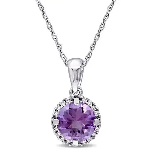 JULIANNA B. Diamond Halo Necklace 10k - Amethyst