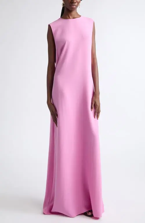 Oscar De La Renta Beaded Botanical Embroidered Stretch Silk Georgette Dress With Capelet