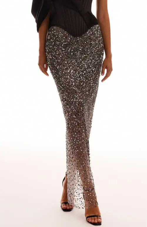 MILLA Fitted Sequin Pencil Maxi Skirt