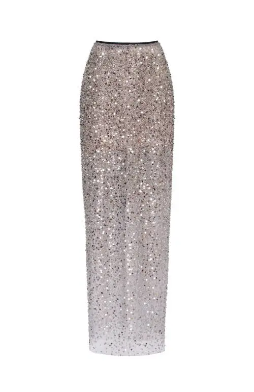 MILLA Fitted Sequin Pencil Maxi Skirt