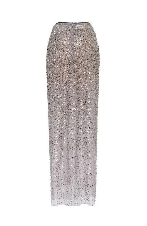 MILLA Fitted Sequin Pencil Maxi Skirt
