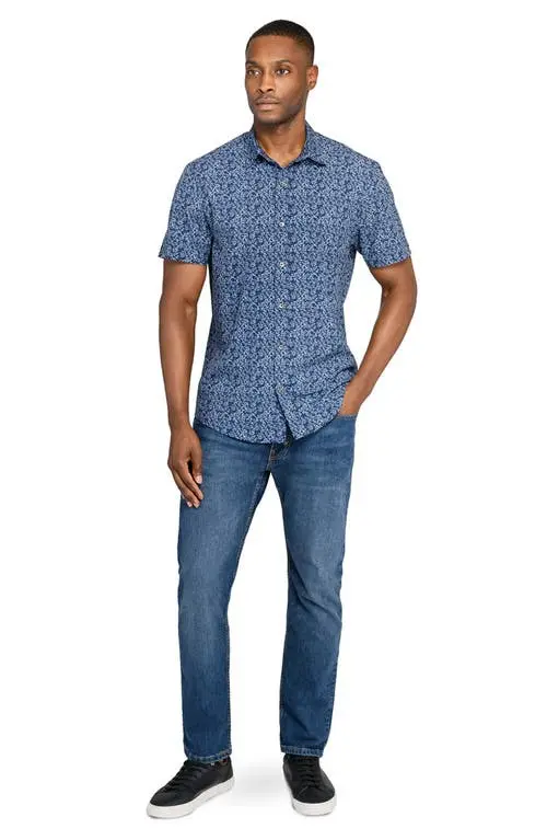W.R.K Slim Fit Floral Stem Short Sleeve Performance Button-up Shirt