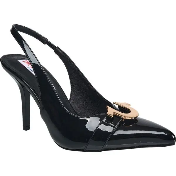 True Religion Slingback Pumps With Metal Horseshoe Hardware - Black