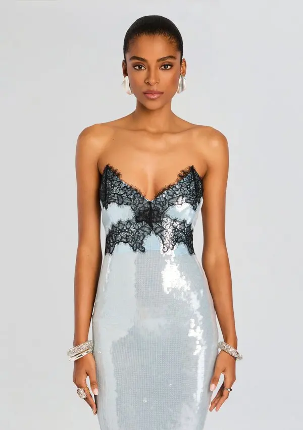 Retrofete Ellen Sequin Lace Midi Dress