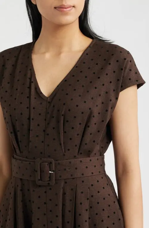 ZOE AND CLAIRE Polka Dot Belted Midi Dress