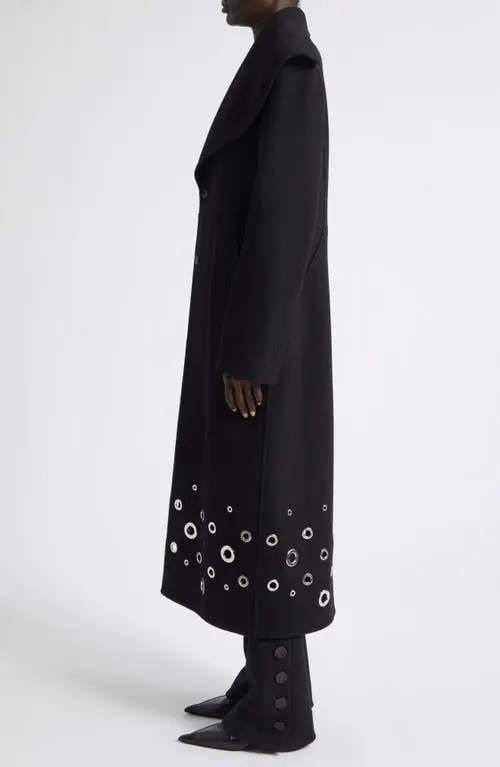 Proenza Schouler Alix Grommet Eyelet Wool Melton Coat