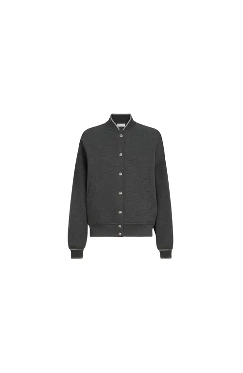 Brunello Cucinelli Techno Cotton And Cashmere Interlock Bomber Jacket - Anthracite