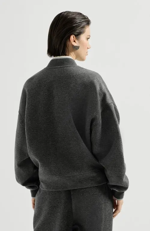 Brunello Cucinelli Techno Cotton And Cashmere Interlock Bomber Jacket - Anthracite