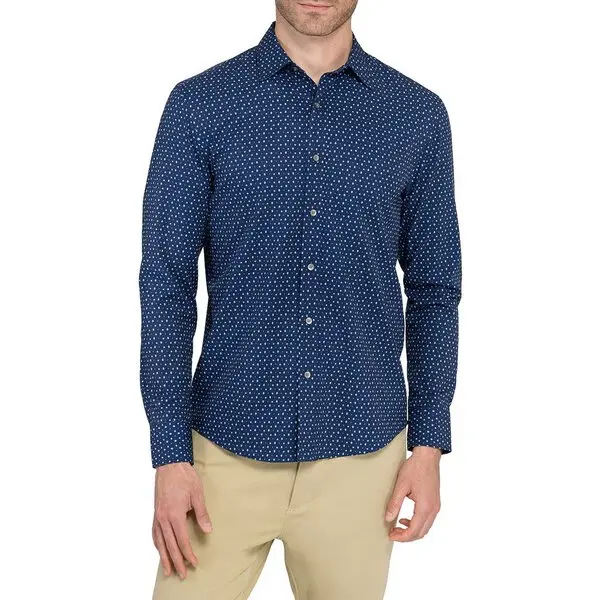 W.R.K Trim Fit Neat Performance Button-up Shirt - Navy