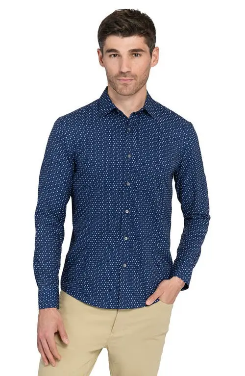 W.R.K Trim Fit Neat Performance Button-up Shirt - Navy