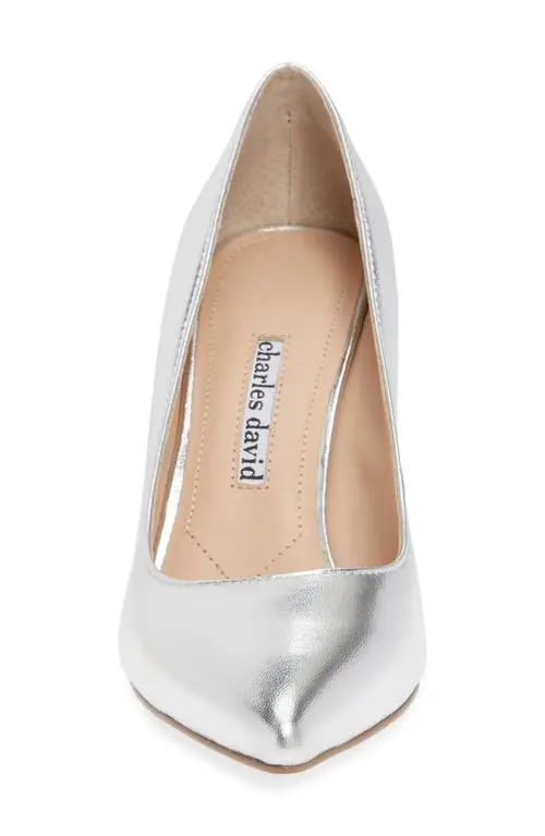 CHARLES DAVID Vibe Pointed Toe Pumps - Silver-ml