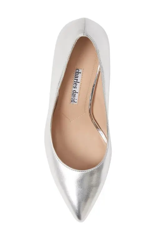 CHARLES DAVID Vibe Pointed Toe Pumps - Silver-ml