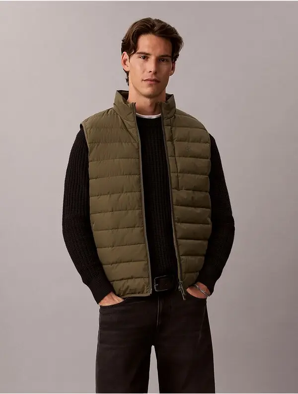 Calvin Klein Lightweight Ripstop Packable Puffer Vest - Olive Night