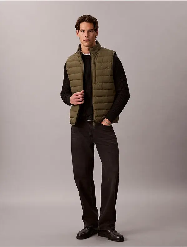 Calvin Klein Lightweight Ripstop Packable Puffer Vest - Olive Night