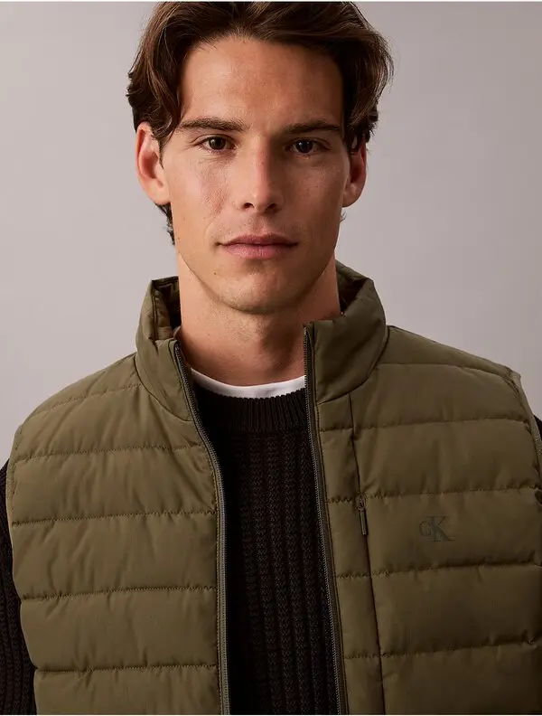 Calvin Klein Lightweight Ripstop Packable Puffer Vest - Olive Night