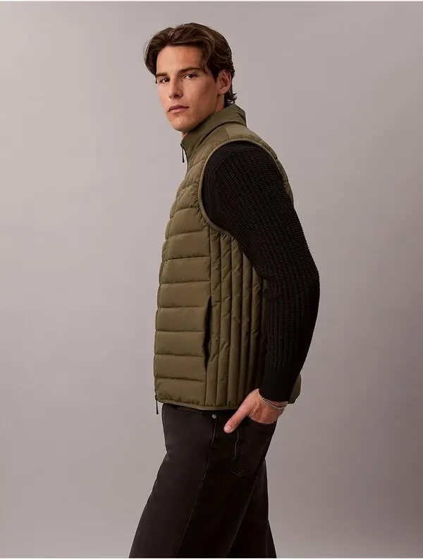 Calvin Klein Lightweight Ripstop Packable Puffer Vest - Olive Night