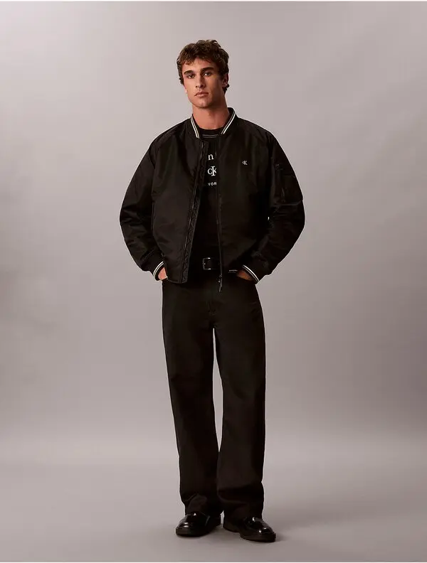 Calvin Klein Nylon Tipped Bomber Jacket - Black