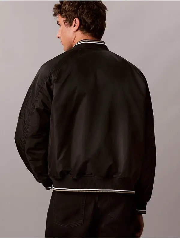 Calvin Klein Nylon Tipped Bomber Jacket - Black