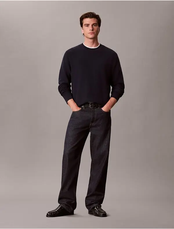 Calvin Klein Textured Cotton Crewneck Sweater - Dark Sapphire