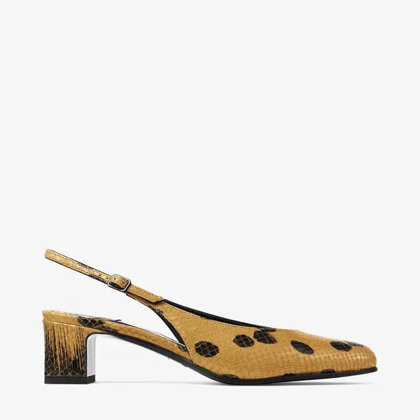 JIMMY CHOO Eyla Slingback 45 Elaphe-printed Leather - Cigar/black