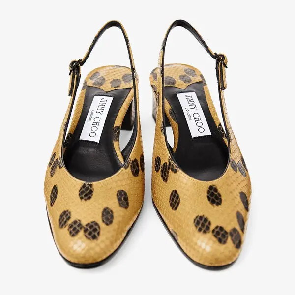 JIMMY CHOO Eyla Slingback 45 Elaphe-printed Leather - Cigar/black
