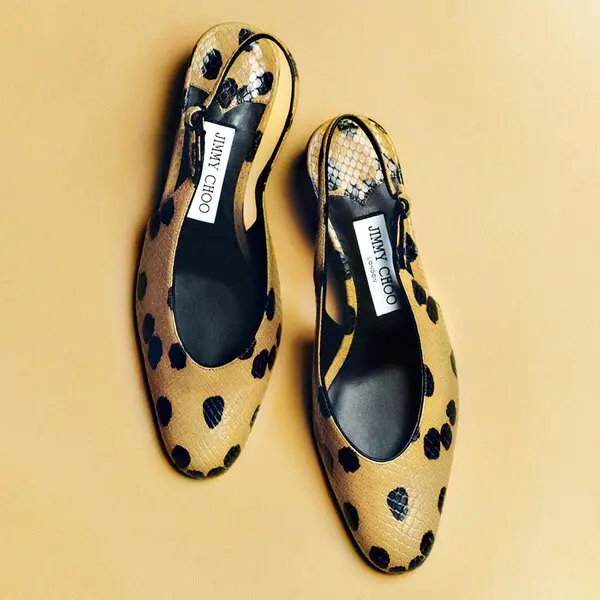JIMMY CHOO Eyla Slingback 45 Elaphe-printed Leather - Cigar/black