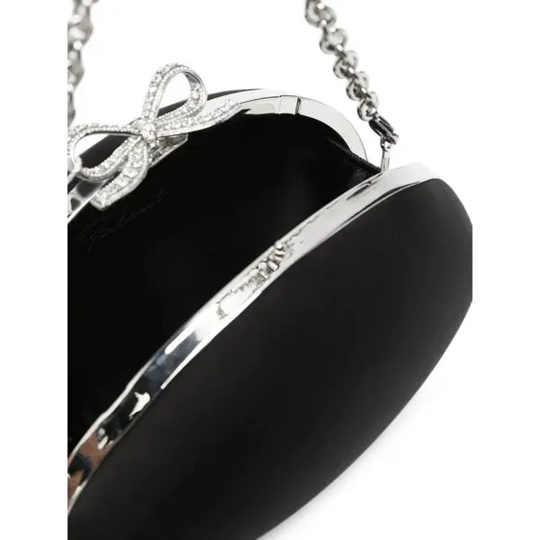SELF-PORTRAIT Crystal-embellished Bow Clasp Clutch Bag - Black
