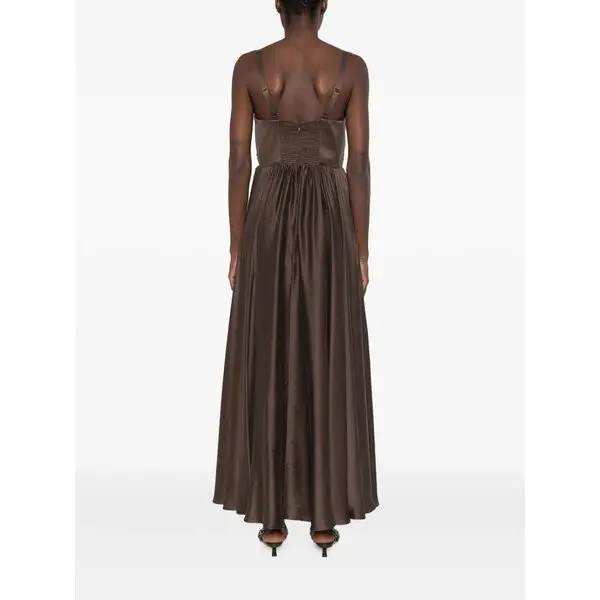 Zimmermann Silk Satin Evening Dress With Cut-out Detailing - Brown