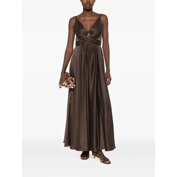 Zimmermann Silk Satin Evening Dress With Cut-out Detailing - Brown