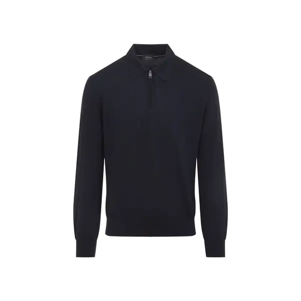 Brioni Long Sleeves Zip Polo - Blue
