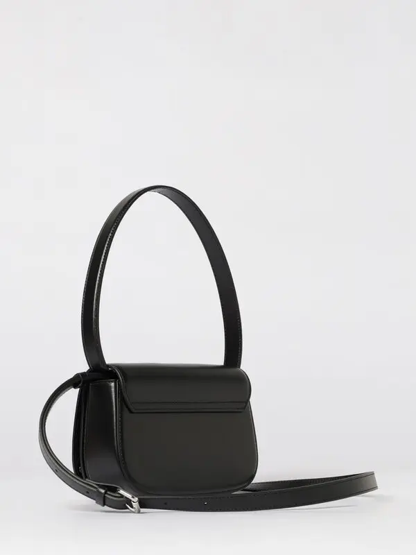 DIESEL® 1dr Mini Handbag In Nappa Leather With Oval D Logo - Black