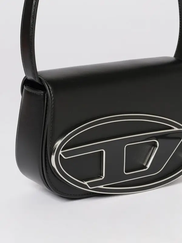 DIESEL® 1dr Mini Handbag In Nappa Leather With Oval D Logo - Black