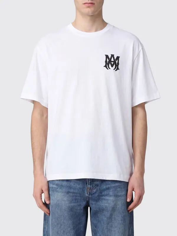 Amiri Relaxed Fit Drop Shoulder Cotton T-shirt With Logo - White