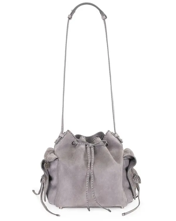 Acne Studios Suede Bucket Bag With Drawstring Closure