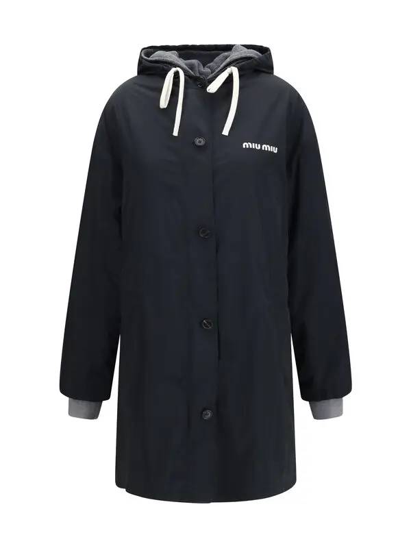 Miu Miu Panama And Fleece Single-breasted Peacoat - Black