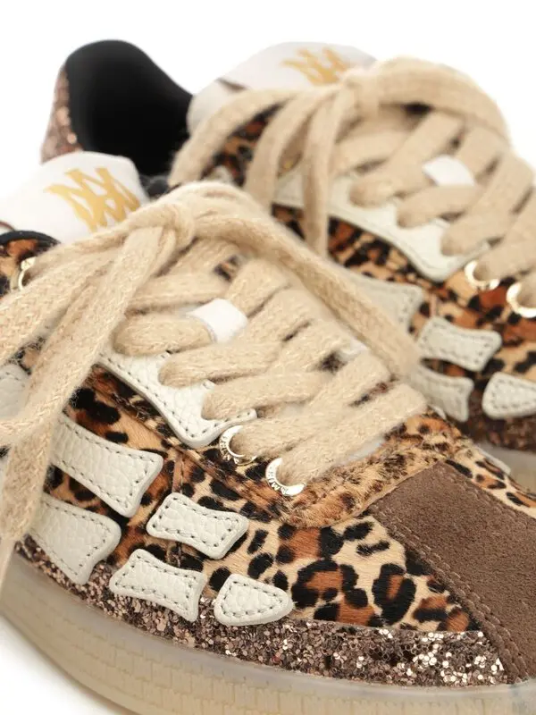 Amiri Leopard Pony Hair Sneakers With Glitter Accents