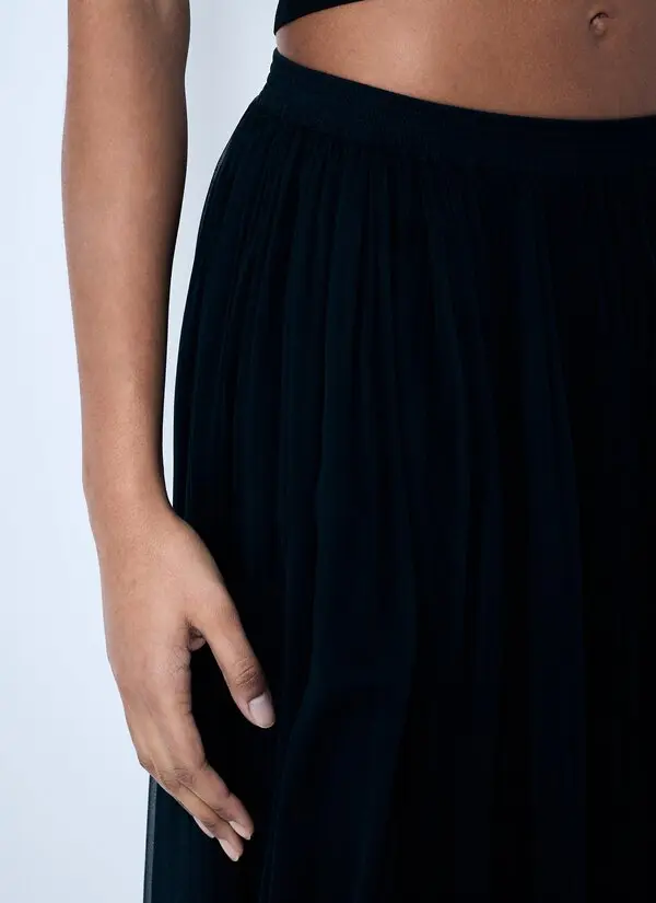 Saint Laurent Ruffled Silk Crepe Maxi Skirt - Black