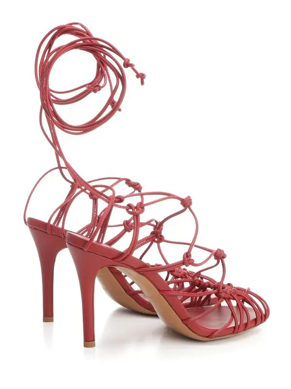 FORTE_FORTE Leather High Heel Sandals - Red