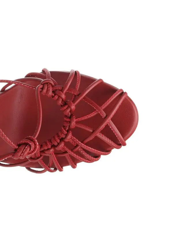 FORTE_FORTE Leather High Heel Sandals - Red