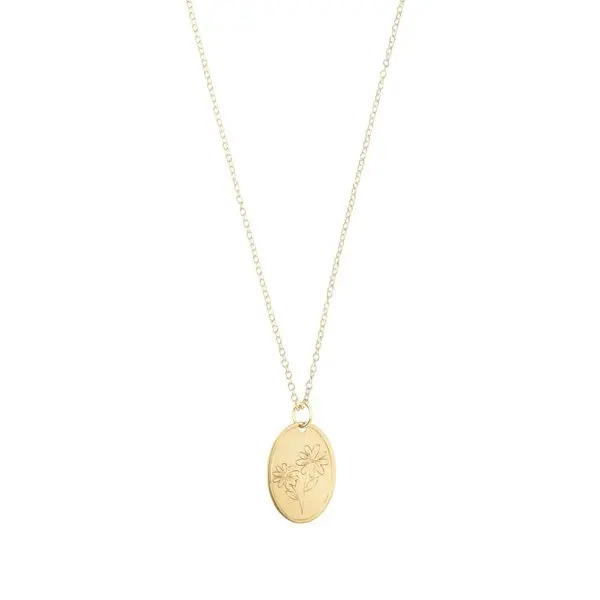 BECKET + QUILL Oval Daisy Charm Necklace