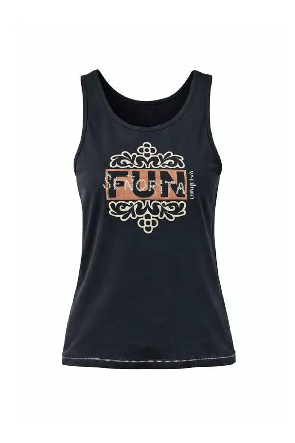 CONQUISTA Sleeveless Graphic Top