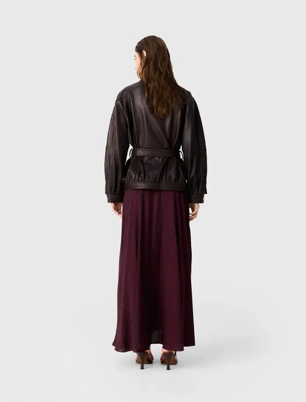 Maje Oversized Leather Jacket With Gold Buttons