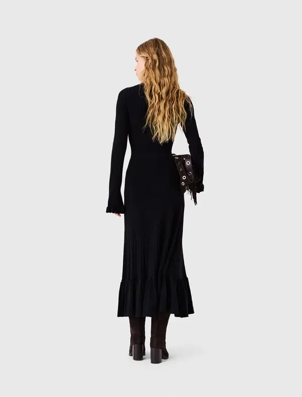 Maje Ruffled Knit Maxi Dress