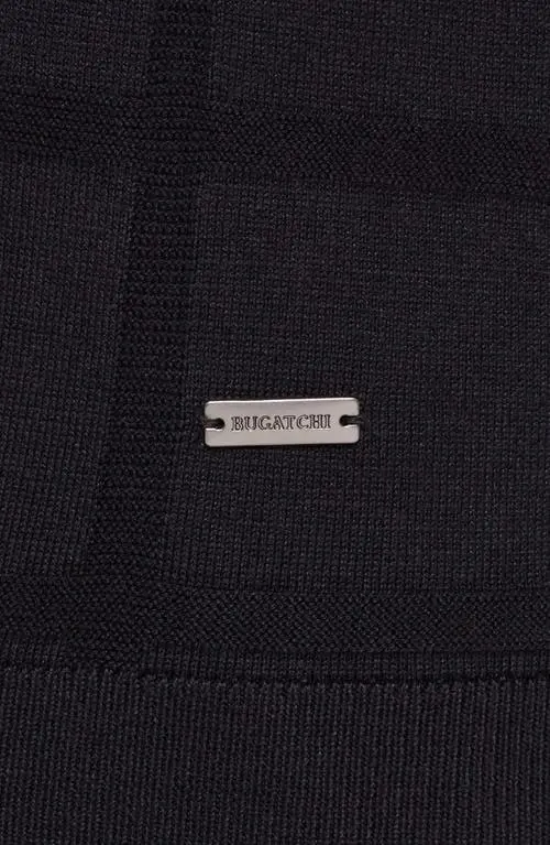Bugatchi Grid Short Sleeve Cotton & Modal Sweater - Black