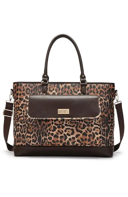 Badgley Mischka Leopard Print Saffiano Faux Leather Weekender Bag - Leopard Lux
