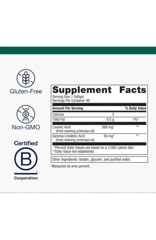 METAGENICS Evening Primrose Oil Omega-6 Supplement 90 Softgels