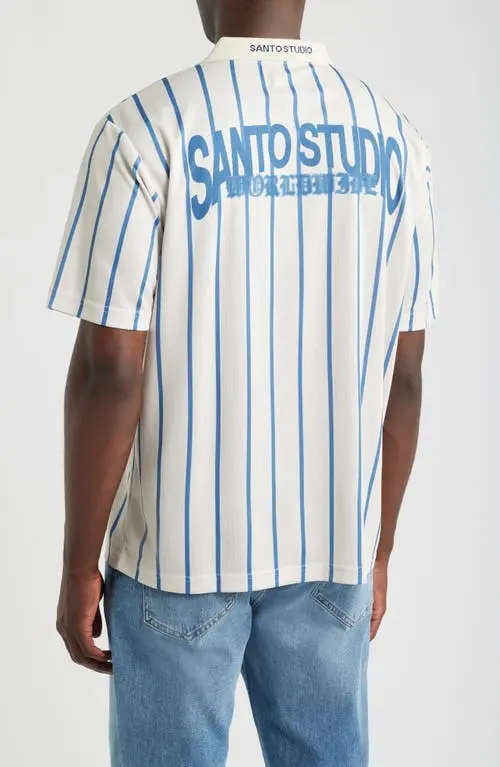 SANTO STUDIO Worldwide Crest Striped Jersey Polo